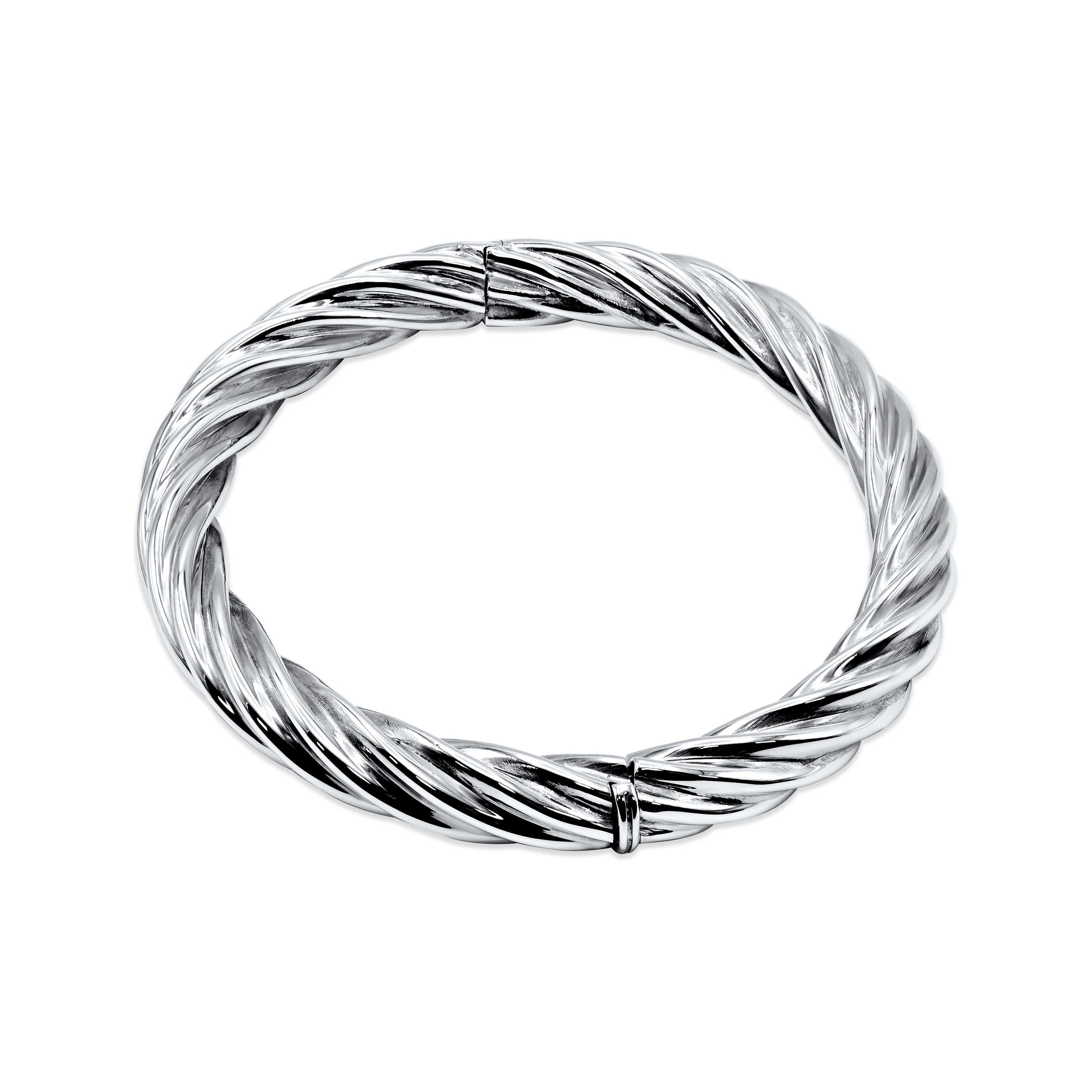 Sterling Silver Twisted Rope Hinged Bangle Bracelet – Afroza Naeem