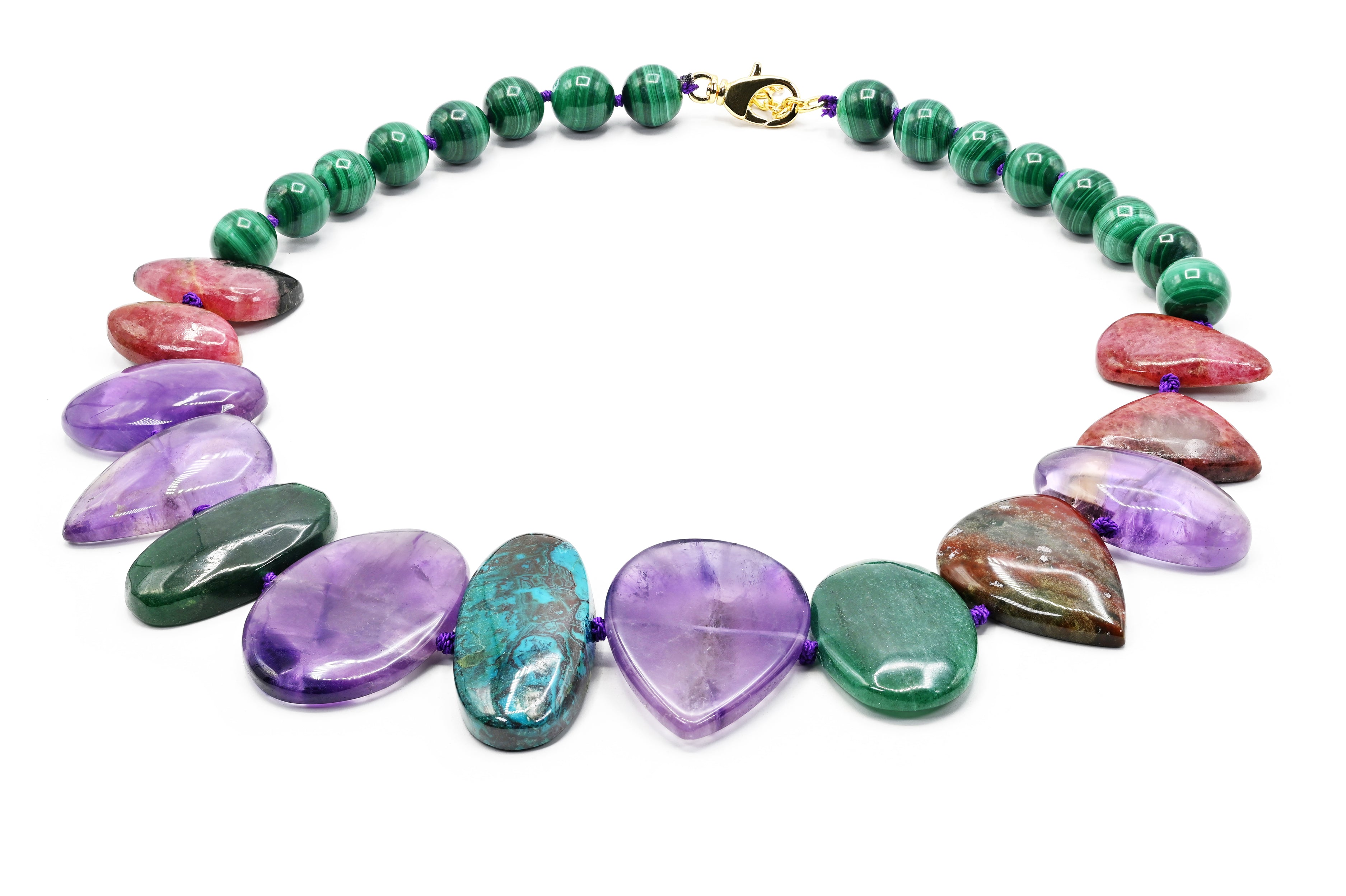 Mix Large Gemstones Statement Necklace – Afroza Naeem